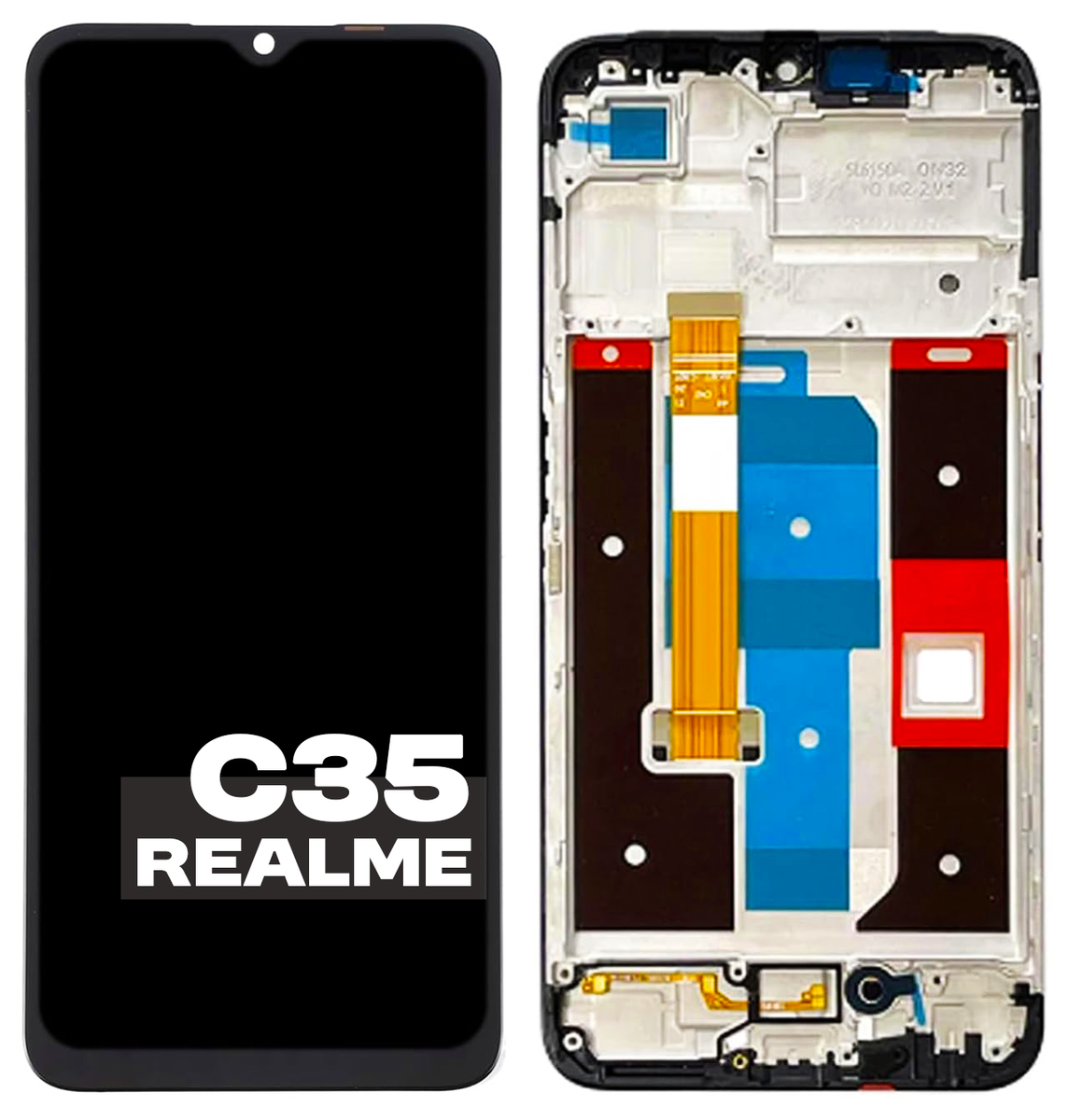 Oryginalny wyświetlacz LCD Ekran dotykowy do Realme C35 RMX3511 z ramką ...