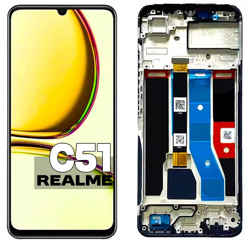 Oryginalny wyświetlacz LCD Ekran dotykowy do Realme C51 RMX3830 z ramką ...