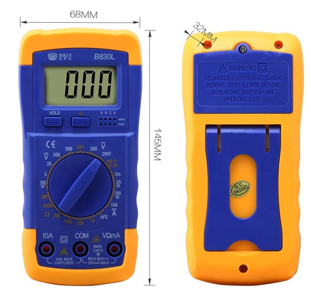 PROFESJONALNY MIERNIK PRĄDU MULTIMETR CYFROWY niebiesko-żółty – sklep ...